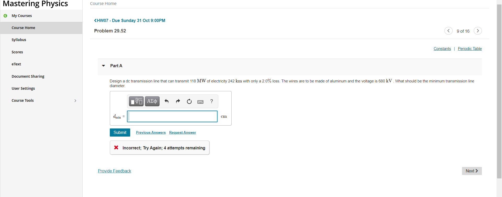 Solved Mastering Physics Course Home My Courses IVO A o ? | Chegg.com