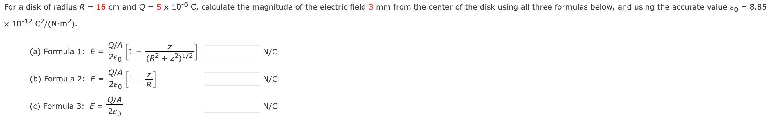 Solved ×10−12C2/(N⋅m2) (a) Formula 1: | Chegg.com