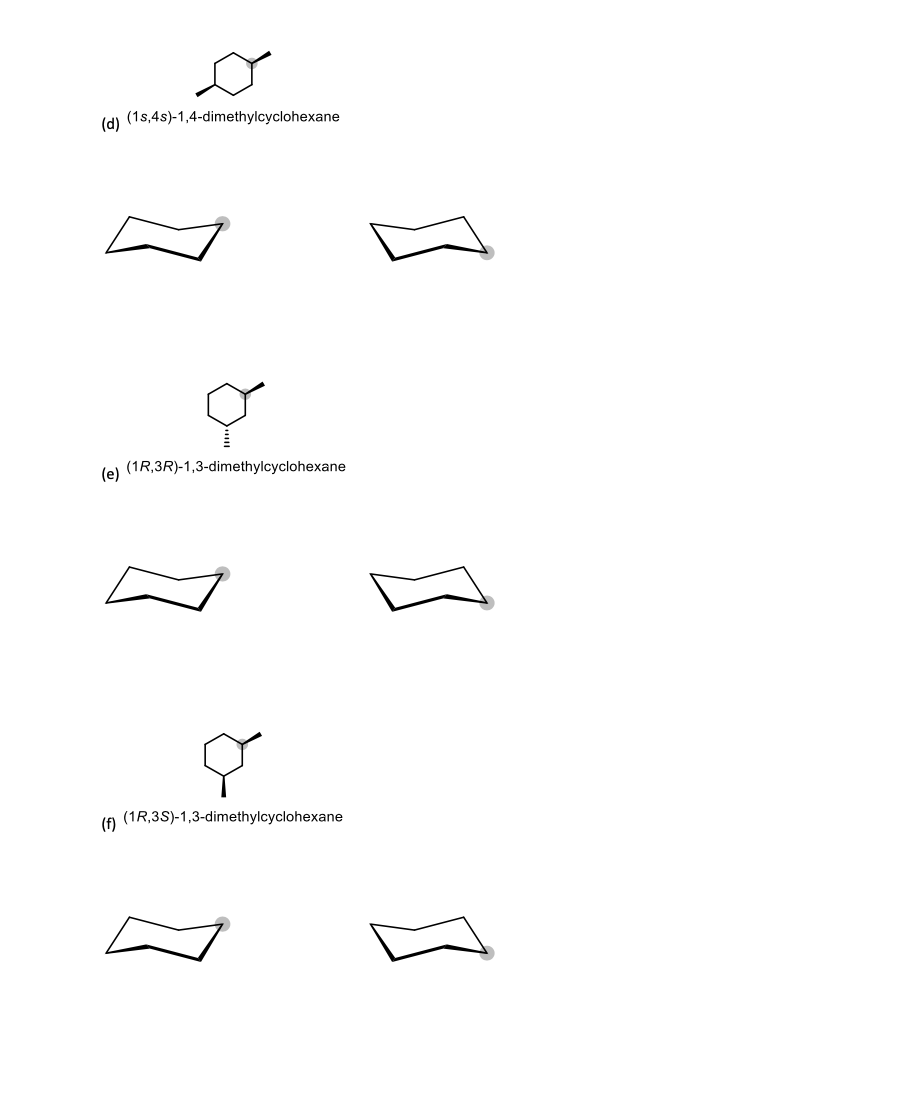 Solved (d) (15,4s)-1,4-dimethylcyclohexane 요 (e) | Chegg.com