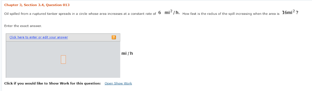 Solved Chapter 3, Section 3.4, Question 013 Oil spilled from | Chegg.com