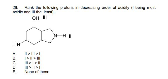 Solved 29. Rank the following protons in decreasing order of | Chegg.com