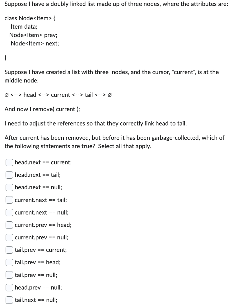 Solved Suppose I have a doubly linked list made up of three | Chegg.com