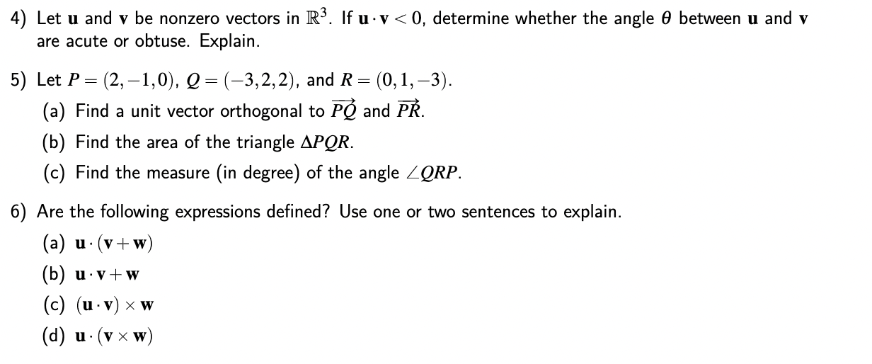 Solved 4) Let u and v be nonzero vectors in R3. If u⋅v