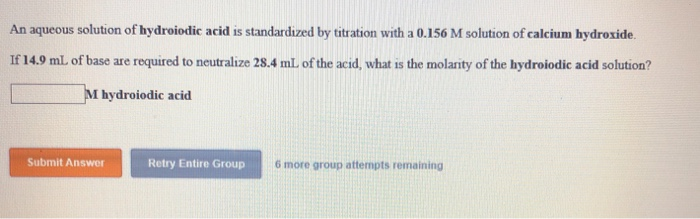 Solved An aqueous solution of hydroiodic acid is | Chegg.com