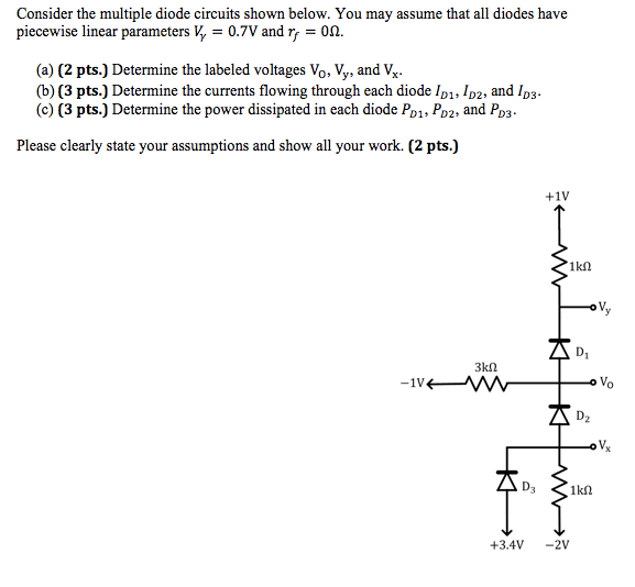 Solved Consider the multiple diode circuits shown below. You | Chegg.com