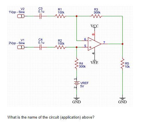 Solved V2 1Vpp - Sine 1 C3 0.14 R1 100k W R3 300k VCC 6 V1 | Chegg.com