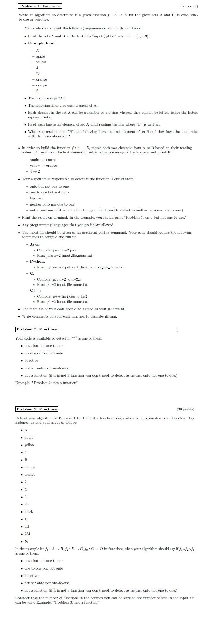 Solved Problem 1: Functions (60 points) Write an algorithm | Chegg.com
