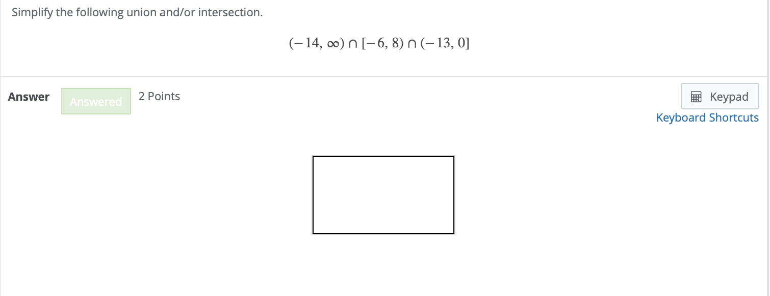 Solved Simplify the following union and/or intersection. | Chegg.com