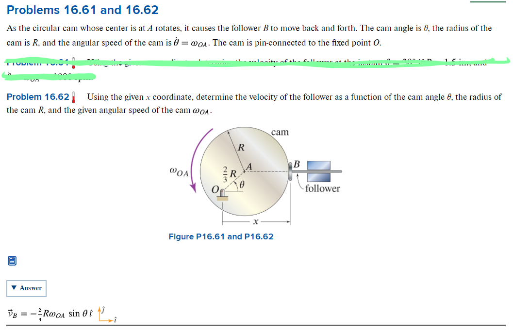 Solved Problems 16.61 and 16.62 As the circular cam whose | Chegg.com