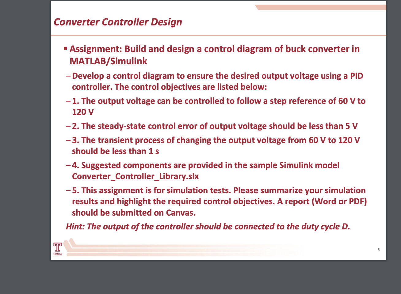 Converter Controller Design • Assignment: Build and | Chegg.com