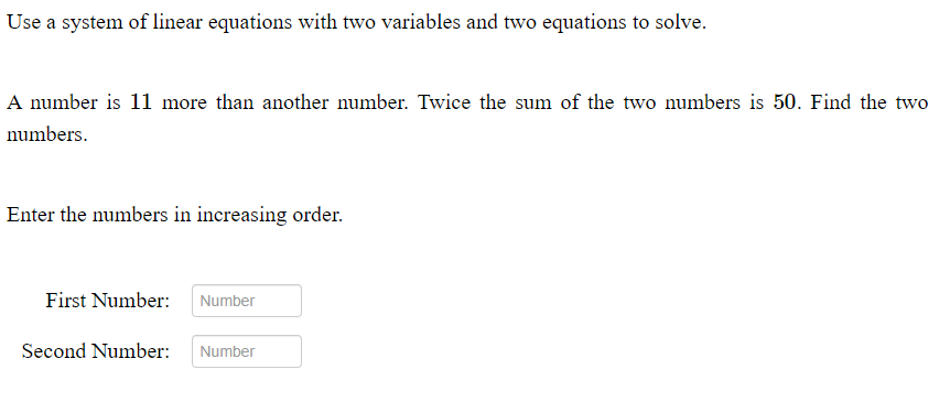 Solved Use a system of linear equations with two variables | Chegg.com