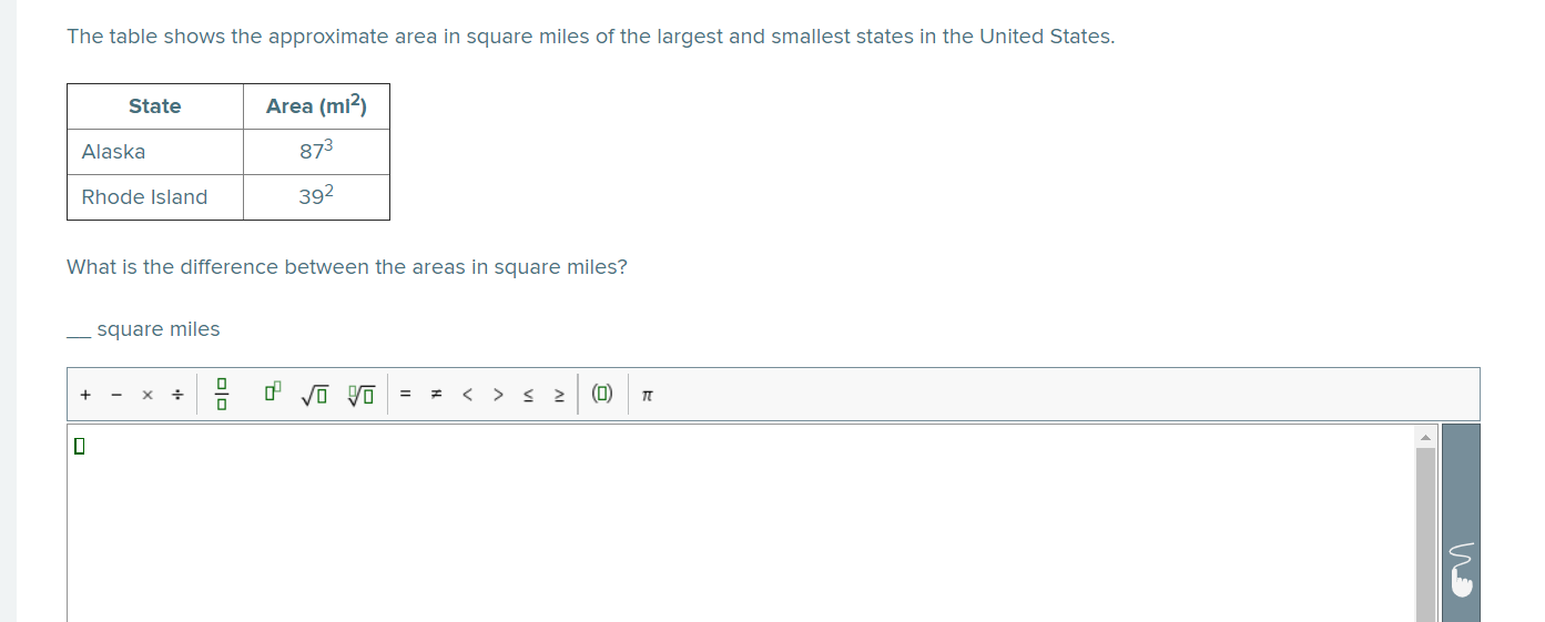 Solved The table shows the approximate area in square miles | Chegg.com