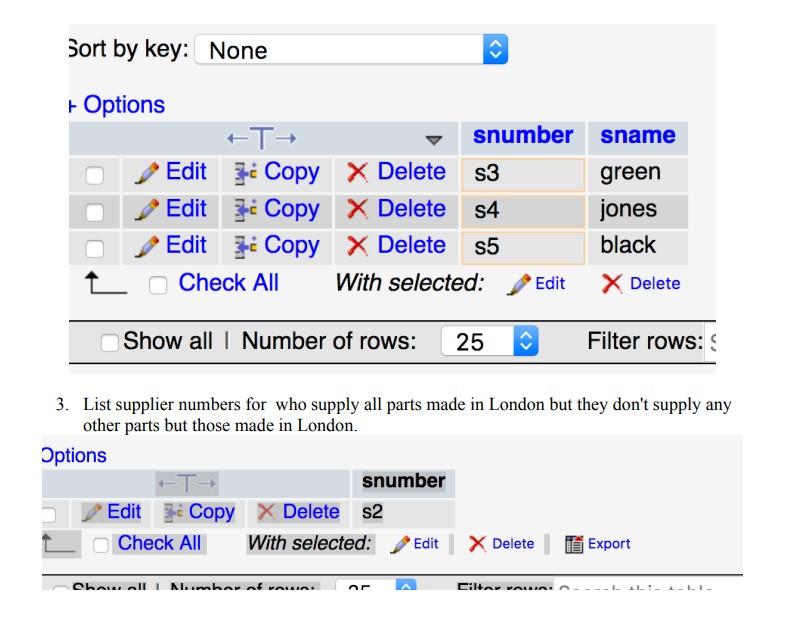 1. Find supplier numbers and names for suppliers who | Chegg.com