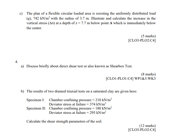 Solved c) The plan of a flexible circular loaded area is | Chegg.com