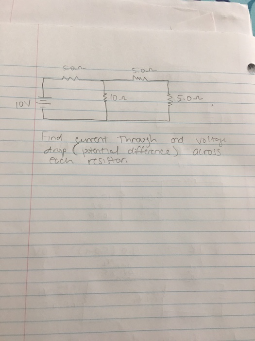 Solved Find current through and voltage drop (potential | Chegg.com