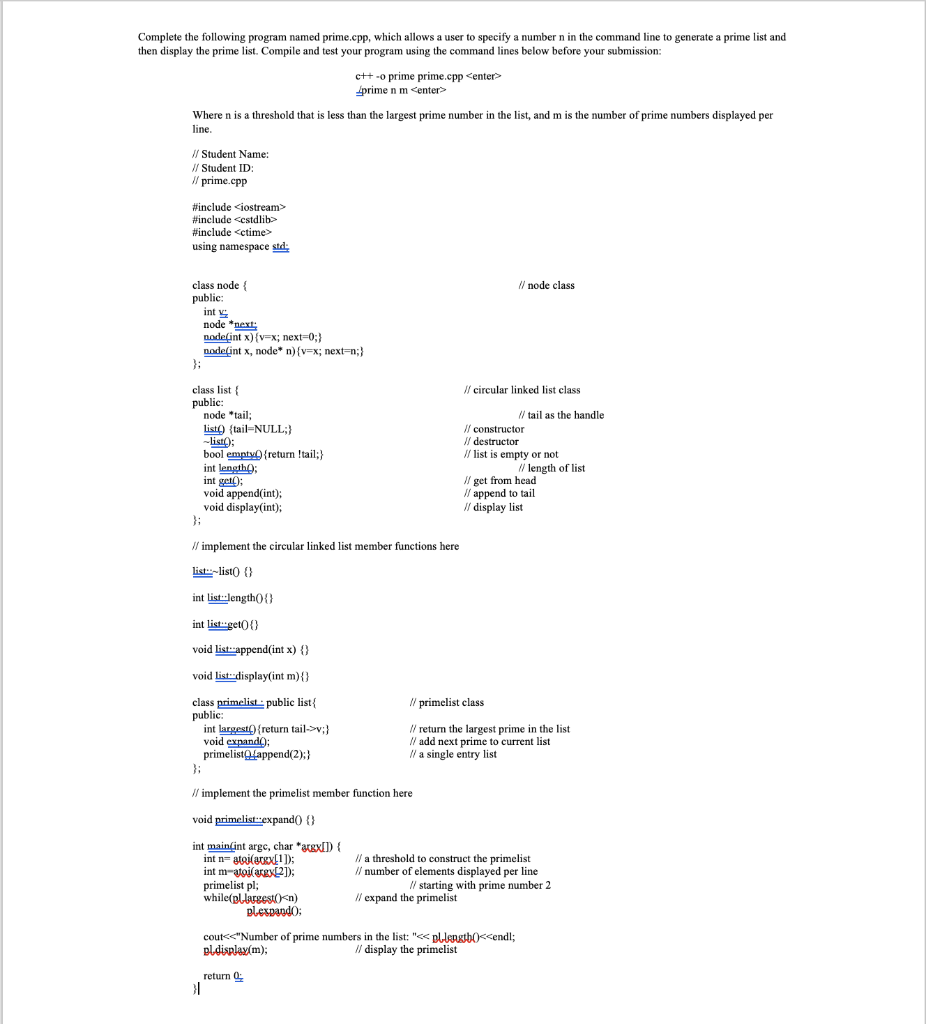 Solved Complete the following program named prime.cpp, which | Chegg.com