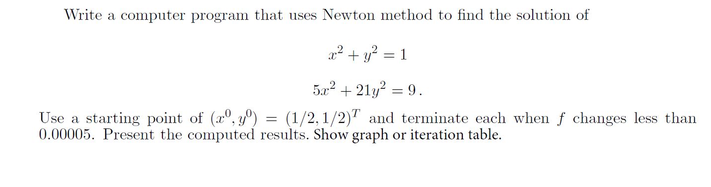 Solved Write a computer program that uses Newton method to | Chegg.com