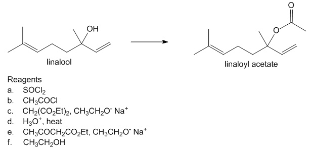 Solved он linalool linaloyl acetate Reagents a. SOC2 b. | Chegg.com