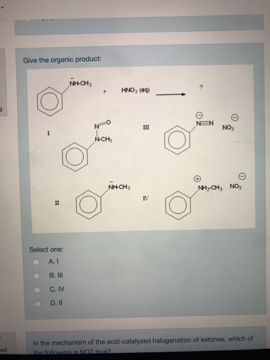 Solved Give the organic product NHCH3 + HNO3 (aq) NO3 NCH | Chegg.com