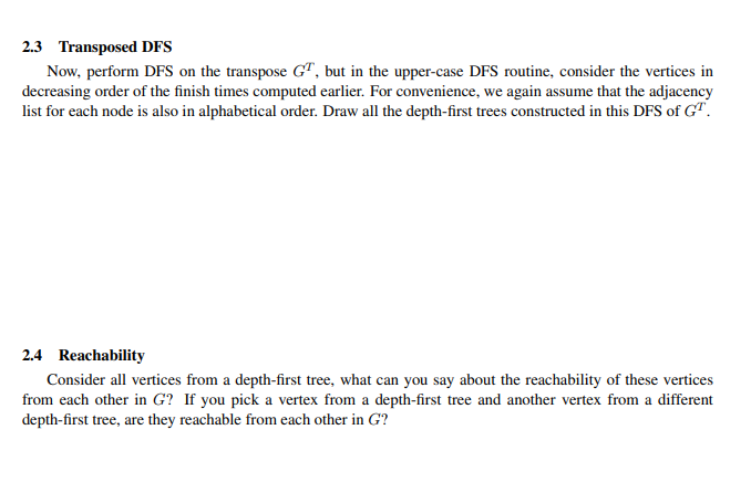 Solved 2 DFS and transposing Given a directed graph G, we | Chegg.com