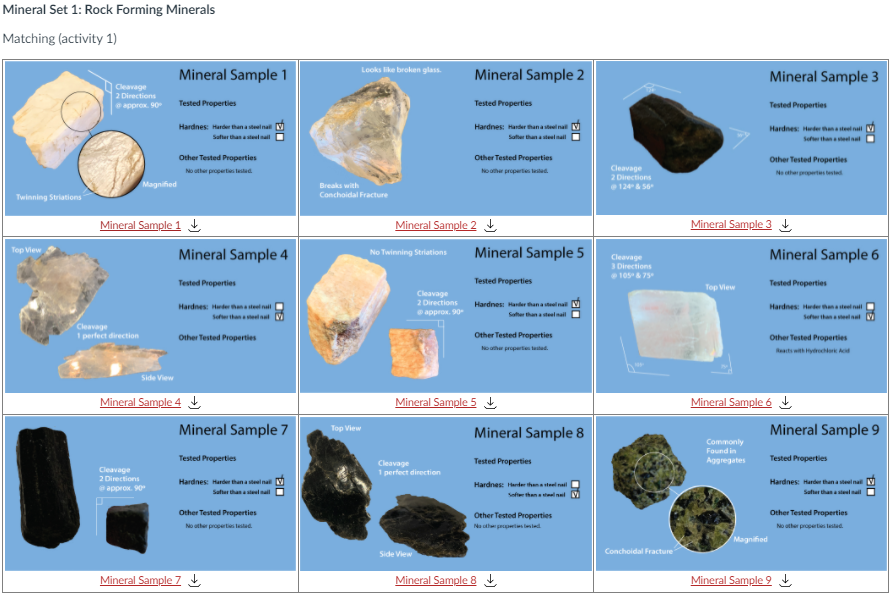 Mineral Set 2: Common Minerals Unknowns (activity 2) | Chegg.com
