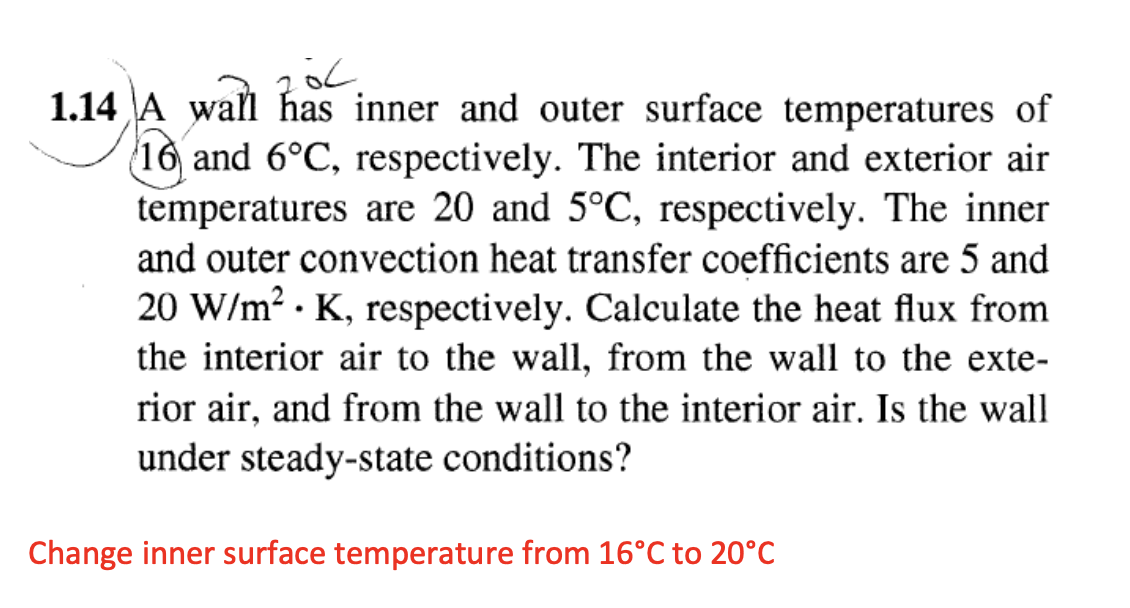 Solved 1.14 A wall has inner and outer surface temperatures | Chegg.com