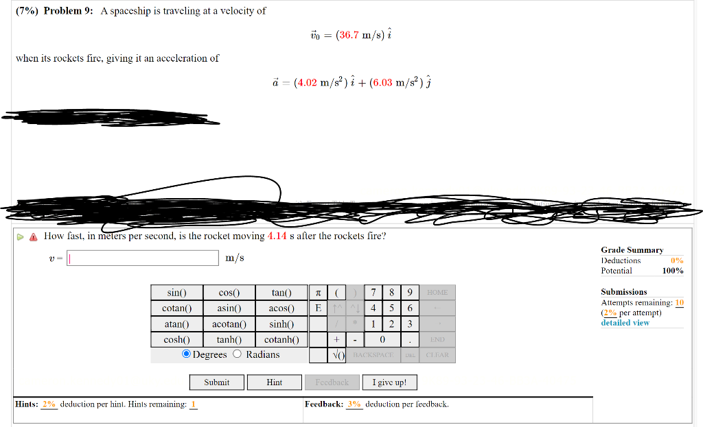 Solved (7\%) Problem 9: A spaceship is traveling at a | Chegg.com