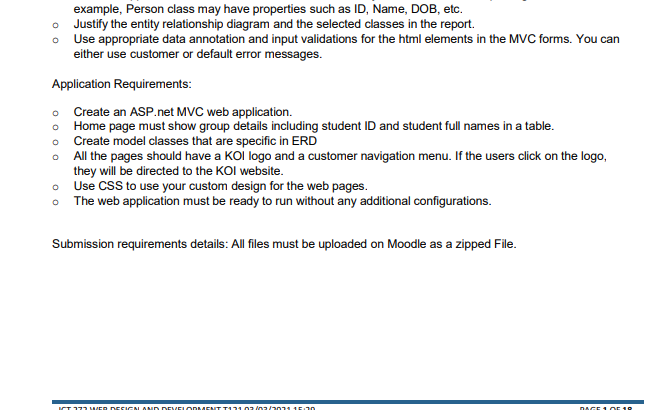 Solved Group: 3-4 students Assessment type: Create MVC web | Chegg.com