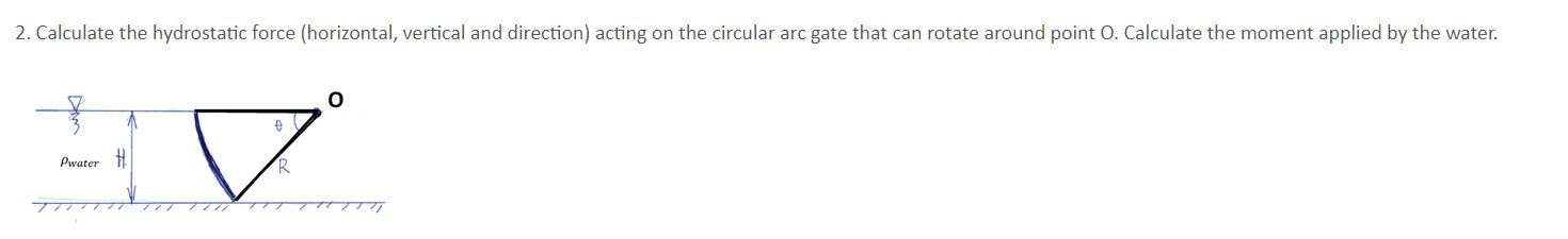 Solved 2. Calculate the hydrostatic force (horizontal, | Chegg.com
