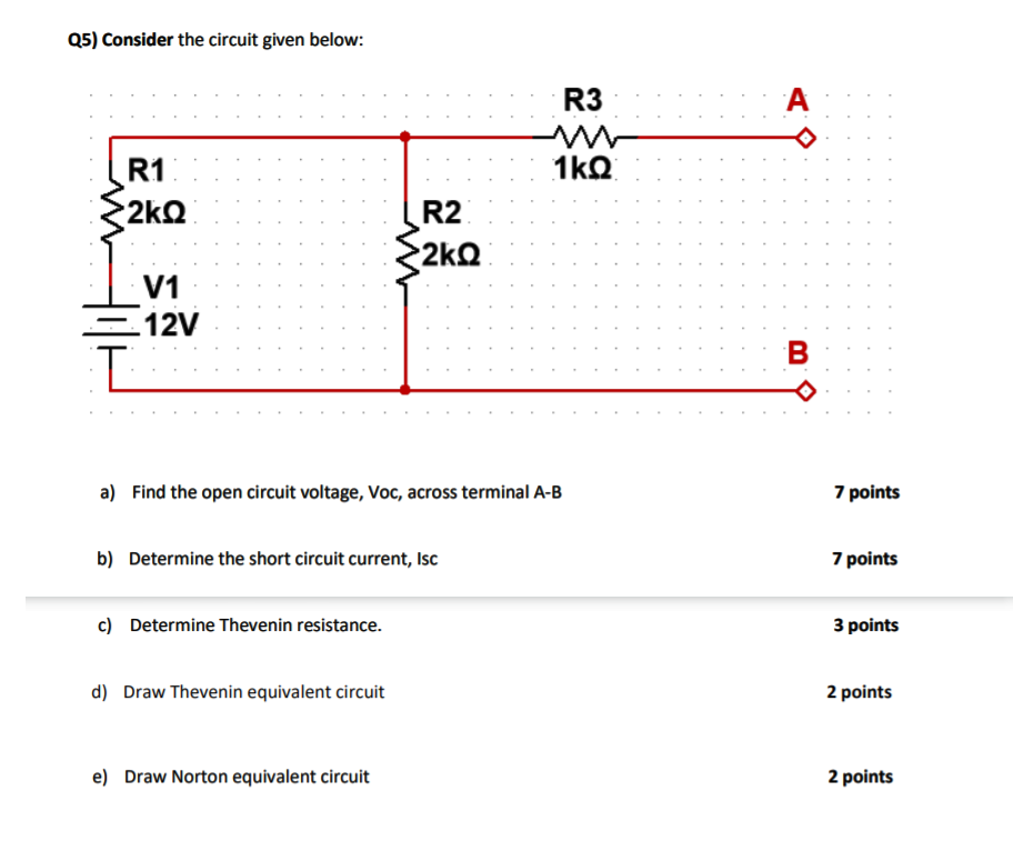 Solved Q5) Consider the circuit given below: R3 1kΩ R1 2kΩ | Chegg.com