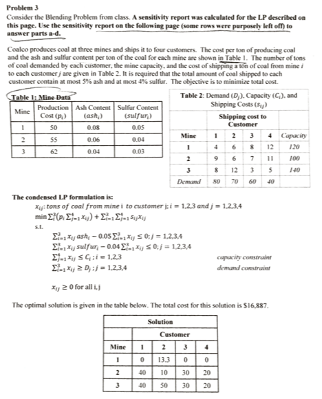 Problem 3 Consider the Blending Problem from class. A | Chegg.com