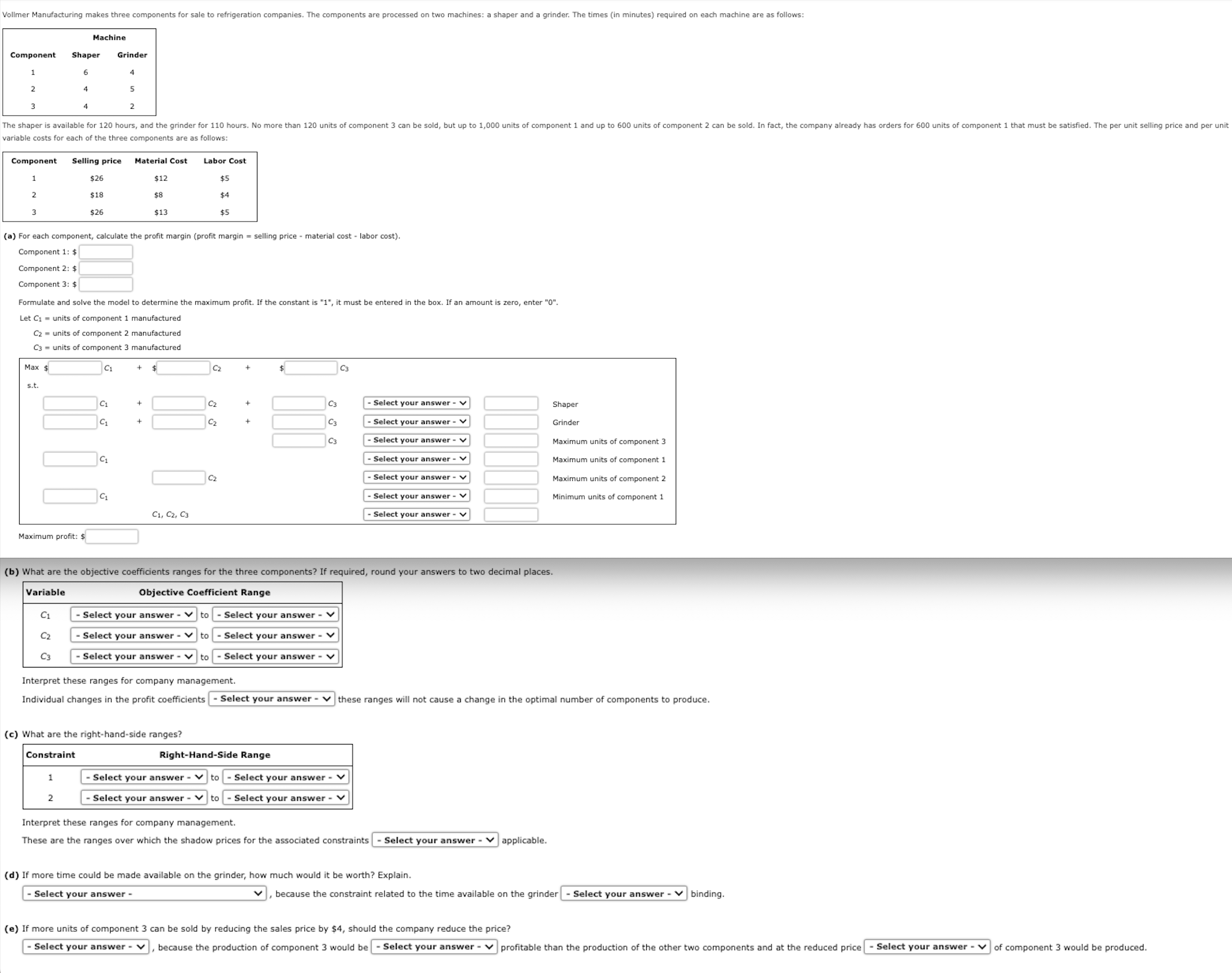 Solved (b) ﻿What are the objective coefficients ranges for | Chegg.com