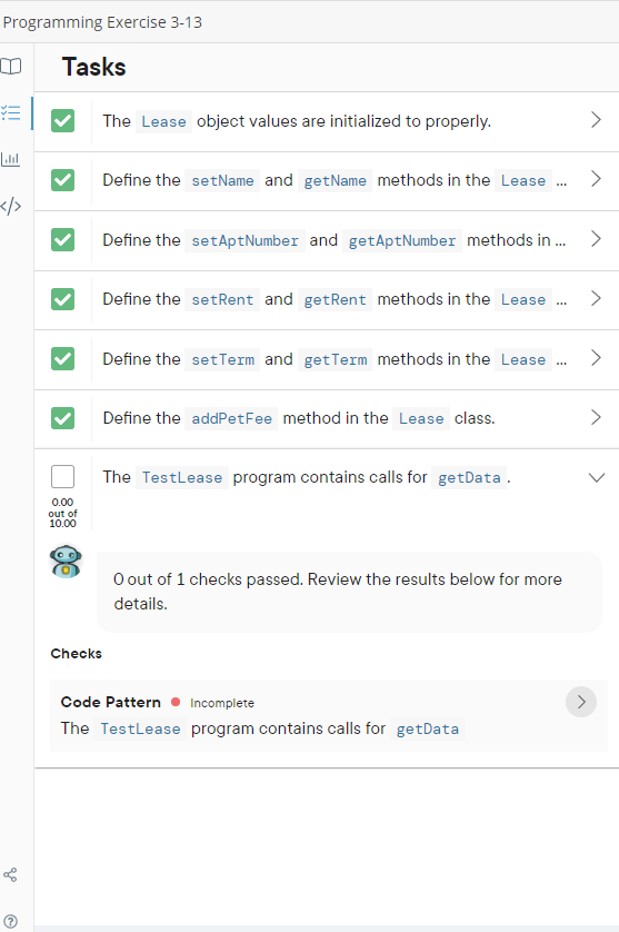 Solved Java Programming Exercise 3-13 The test lease is | Chegg.com