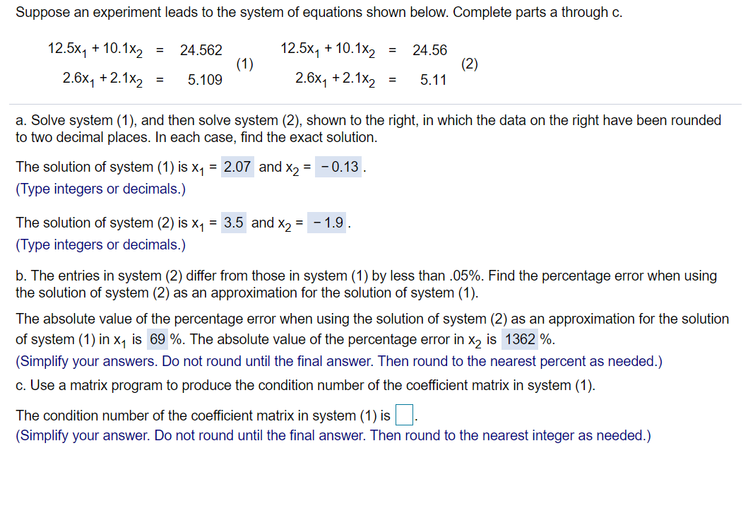 Solved Suppose an experiment leads to the system of | Chegg.com