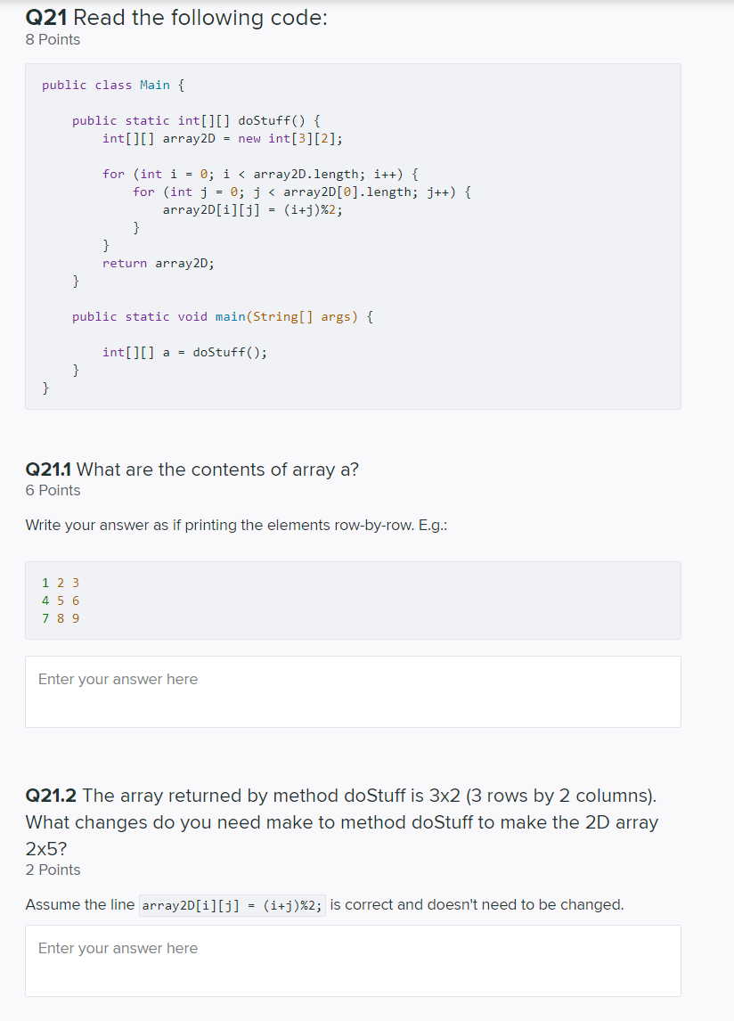 Solved Q21 Read the following code: 8 Points public class | Chegg.com