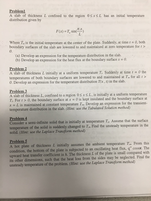 Solved Probleml A slab of thickness L confined to the region | Chegg.com