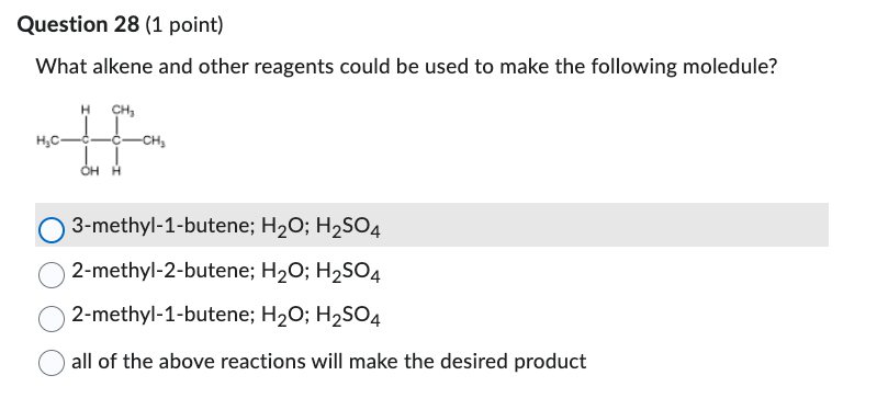 Solved What alkene and other reagents could be used to make | Chegg.com