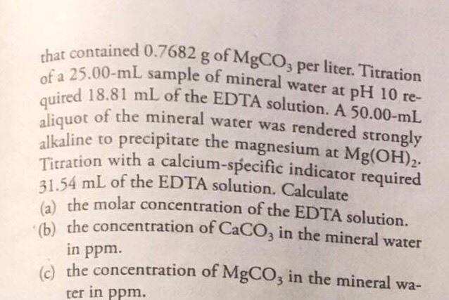 Solved 17-28. An EDTA solution was prepared by dissolving | Chegg.com