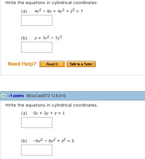 Solved Write the equations in cylindrical coordinates. (a) | Chegg.com