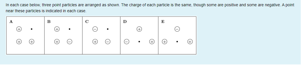 Solved In each case below, three point particles are | Chegg.com
