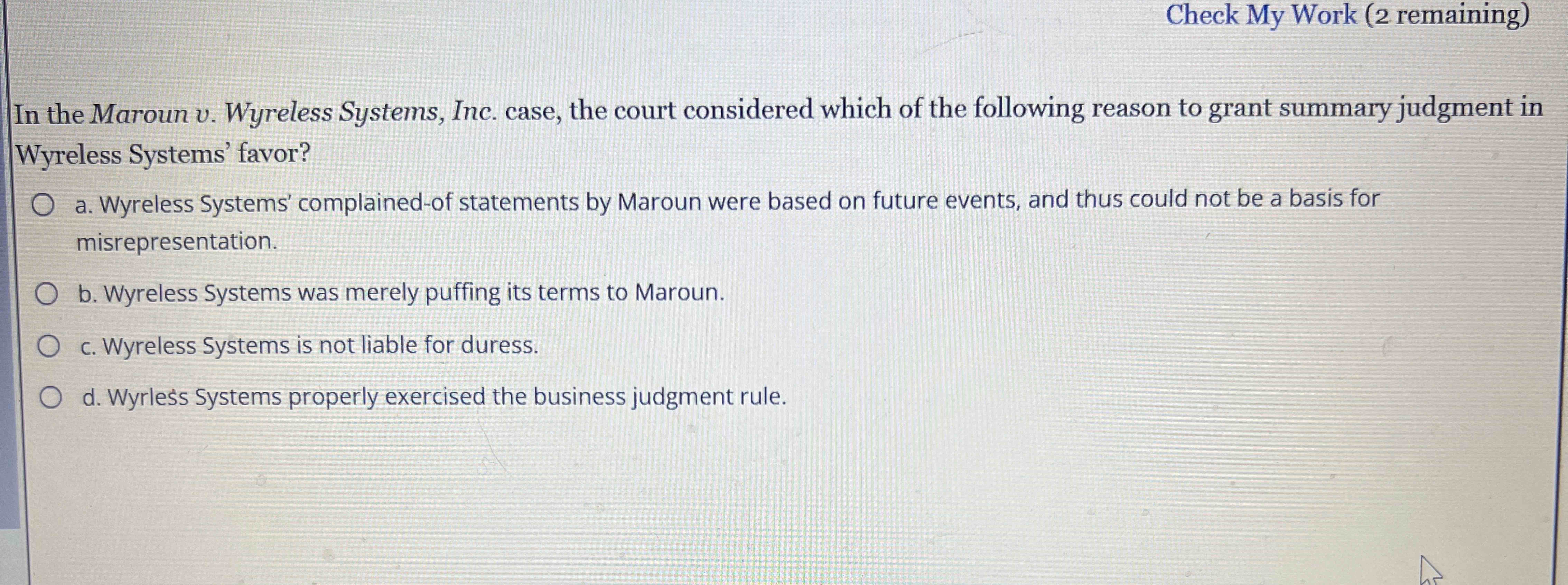 Solved In the Maroun v. ﻿Wyreless Systems, Inc. case, the | Chegg.com