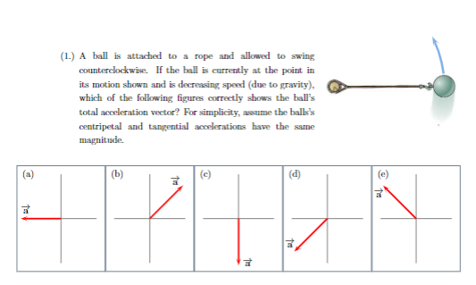 Solved 1.) A ball is attached to a rope and allowed to swing | Chegg.com