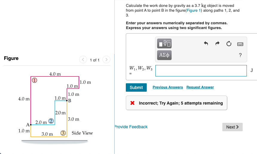 Solved Calculate the work done by gravity as a 3.7 kg object | Chegg.com