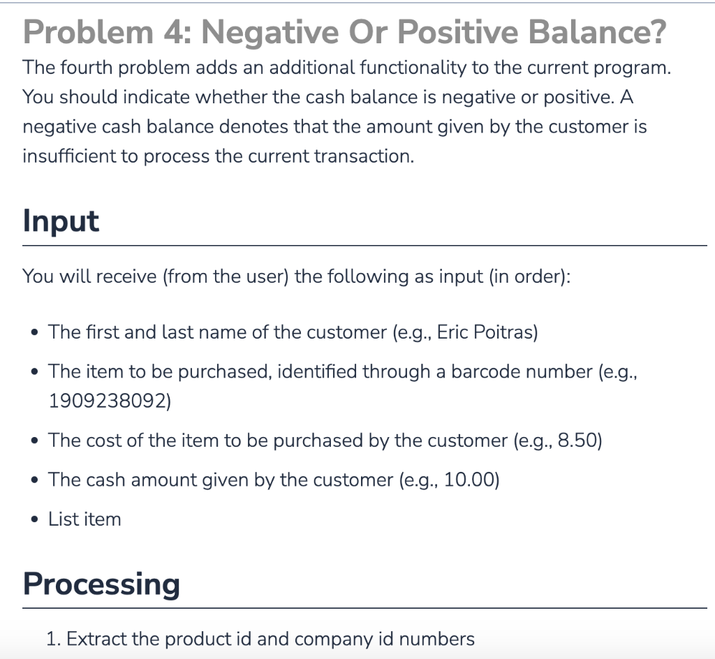 Problem 4: Negative Or Positive Balance? The fourth | Chegg.com