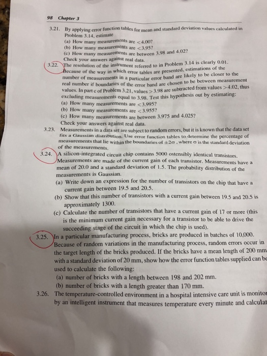 Solved 98 Chapter 3 3.21. By applying error function tables | Chegg.com