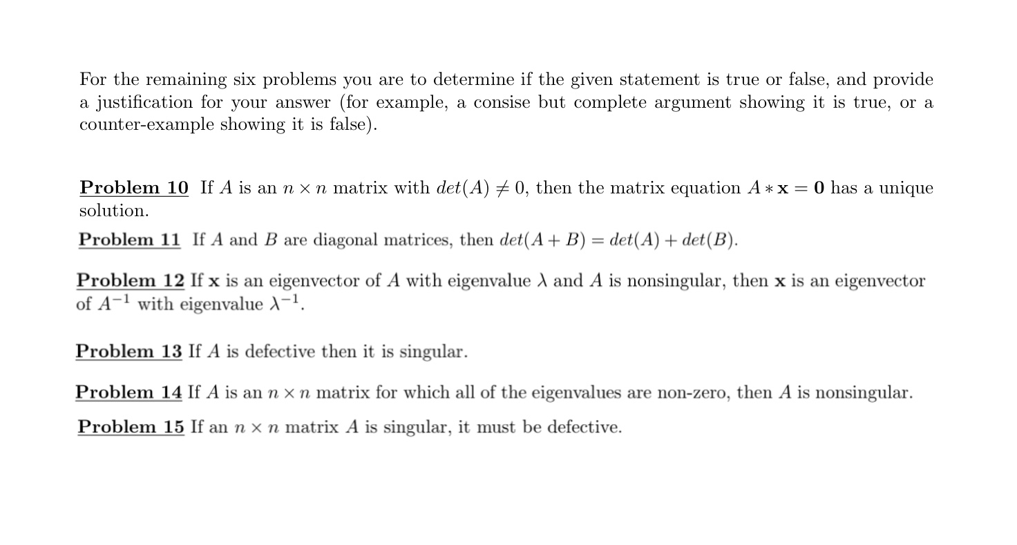 Solved For the remaining six problems you are to determine | Chegg.com