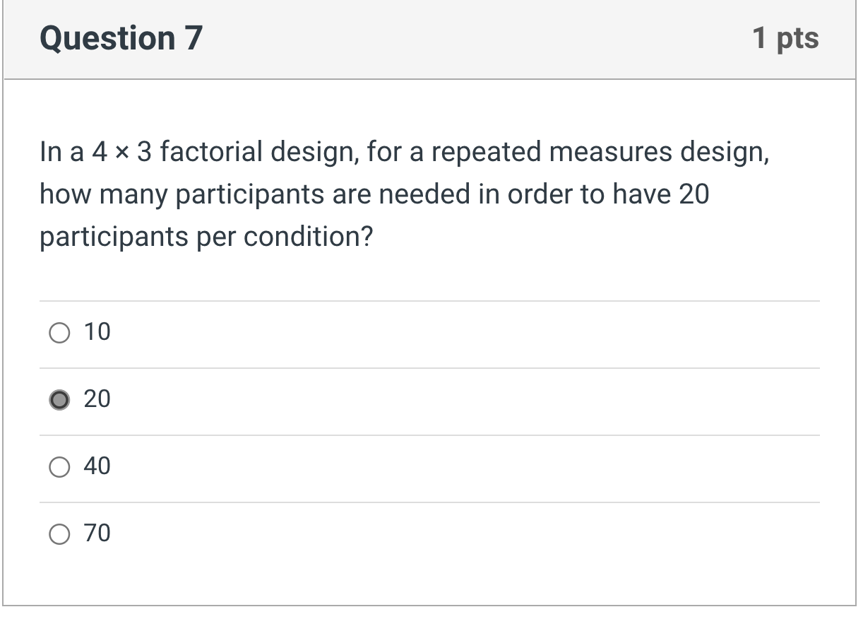 Solved In a 4×3 factorial design, for a repeated measures | Chegg.com