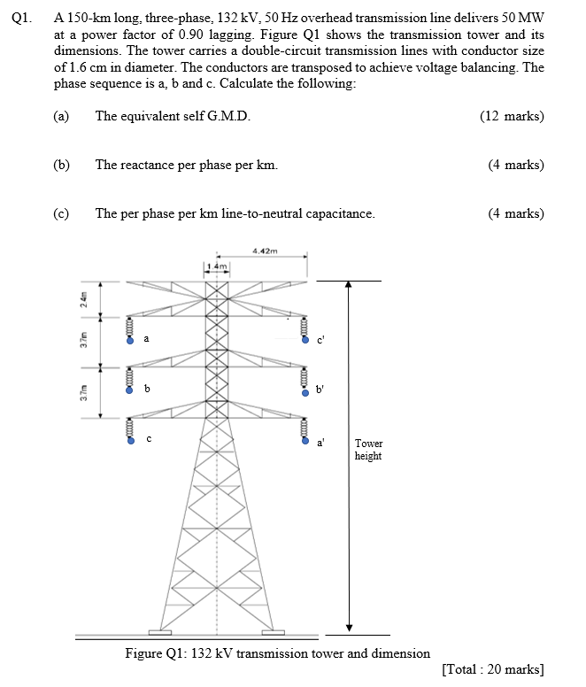Solved Q1. A 150-km long, three-phase, 132 kV, 50 Hz | Chegg.com