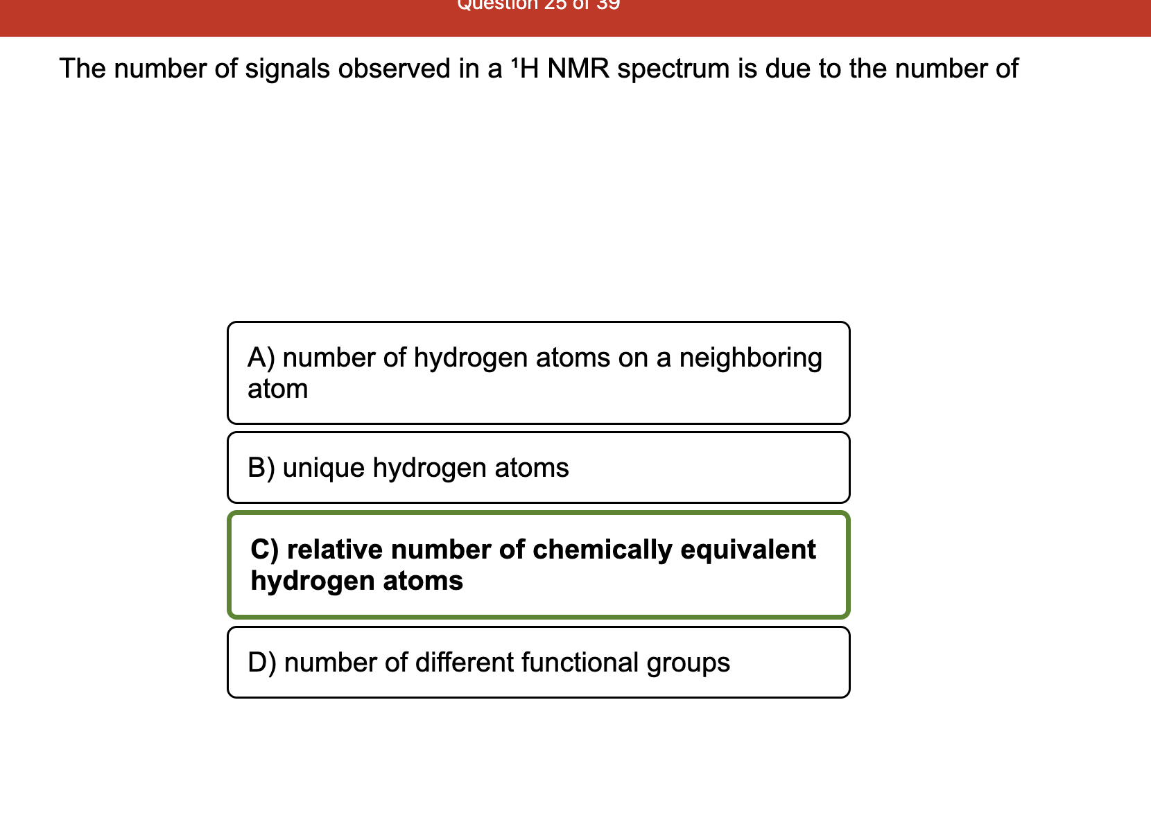 Solved The number of signals observed in a 1H NMR spectrum | Chegg.com