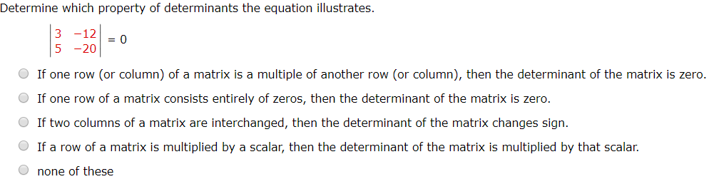 Solved Determine which property of determinants the equation | Chegg.com